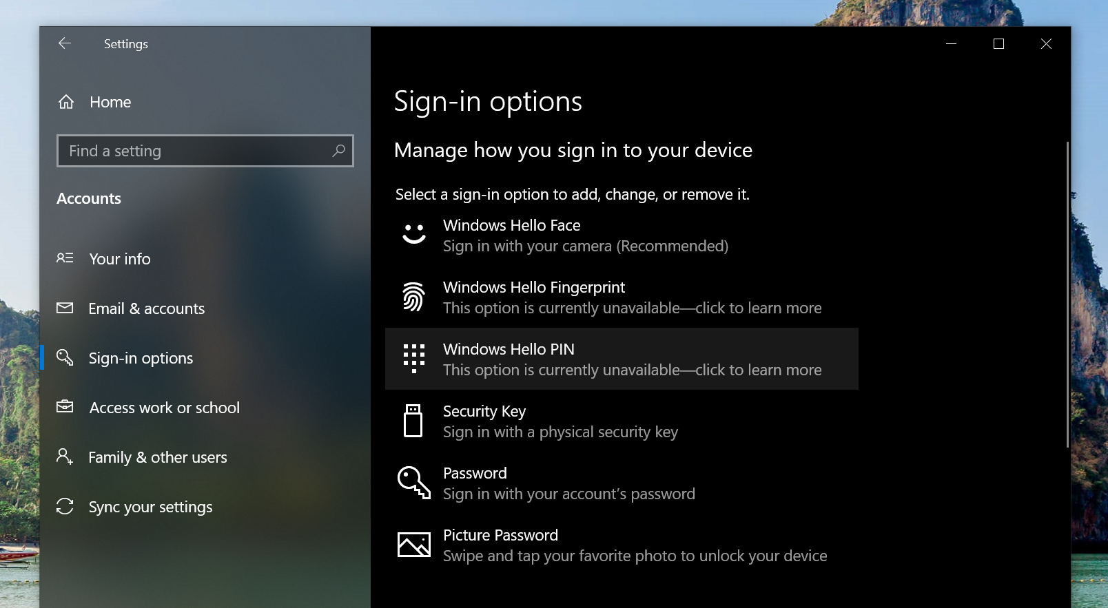 How to enable Windows 10 Hello sign-in options when on a Windows Domain ...